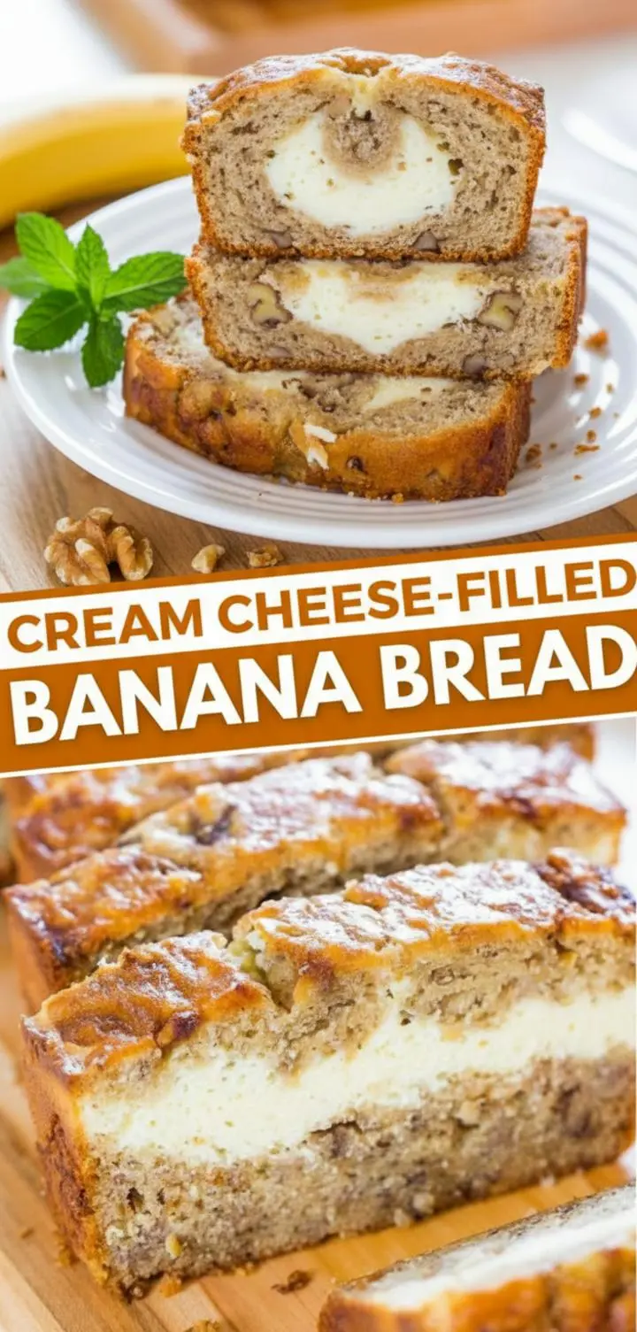 Cheesecake Stuffed Banana Bread Recipe Moister Than Ever - Mr. Recipes